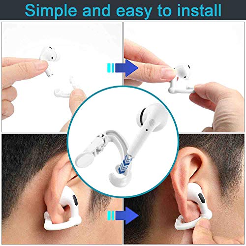 SUOFEIK 4 Pairs Ear Hooks Compatible with Apple AirPods 3 ,1, 2 and Pro, Anti-Slip Anti-Drop Ear Covers AirPods Accessories for Running, Cycling and Other Indoor-Outdoor Activities (2+2White)