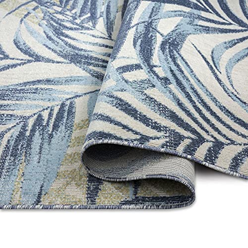 Tommy Bahama Malibu Palm Springs Coastal Indoor/Outdoor Area Rug, Ivory/Aqua Blue, 5'3"x7'3"