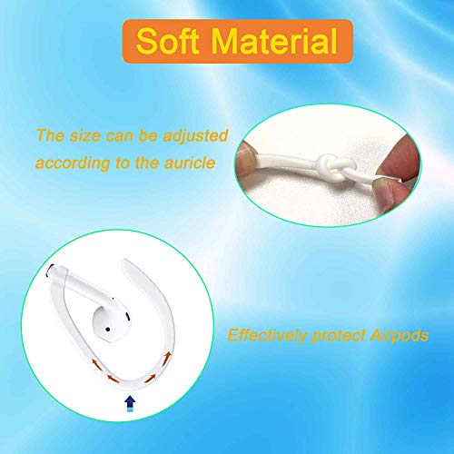 SUOFEIK 4 Pairs Ear Hooks Compatible with Apple AirPods 3 ,1, 2 and Pro, Anti-Slip Anti-Drop Ear Covers AirPods Accessories for Running, Cycling and Other Indoor-Outdoor Activities (2+2White)