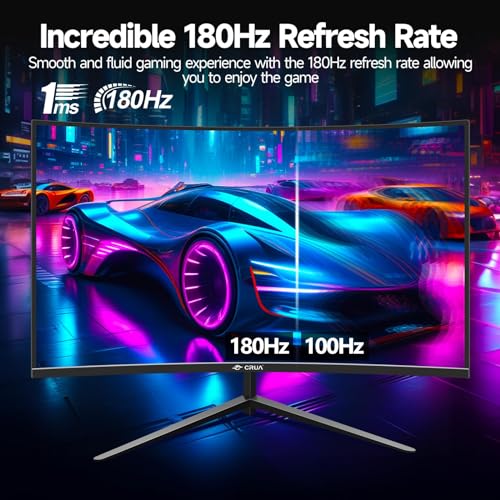 Gawfolk 32" Curved Computer Monitor, 144Hz 165Hz Gaming Display, Full HD 1080p Home Office Business PC Monitor, Ultra-Thin Zero Frame
