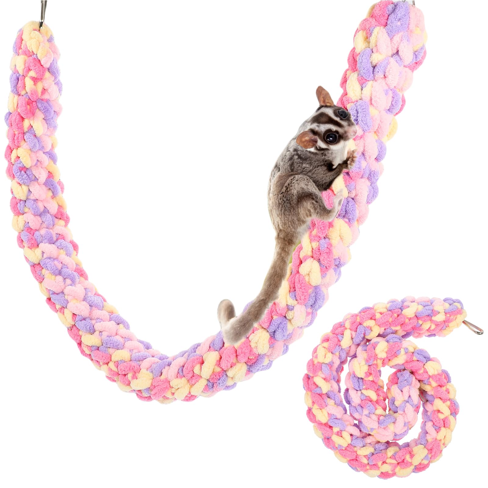 Alipis Sugar Glider Climbing Rope Bungee Rope Bird Toy Small Bird Chew Toys Interesting Parrot Chew Toys Rat Cage Accessories Climbing Hamster Toy Ferret Toy Cotton Rope Bite Parrot Stand