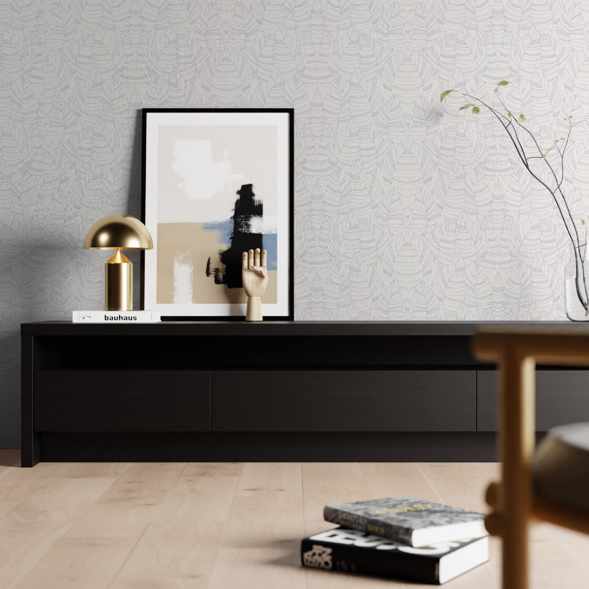 Manhattan Comfort Peel and Stick Wallpaper, Quick and Easy Self Adhesive Removable Decorative Design for Wall Covering, Cabinets, Drawers, Shelves, Crafts, 18 Ft. x 20.5 in., Floral Leaf