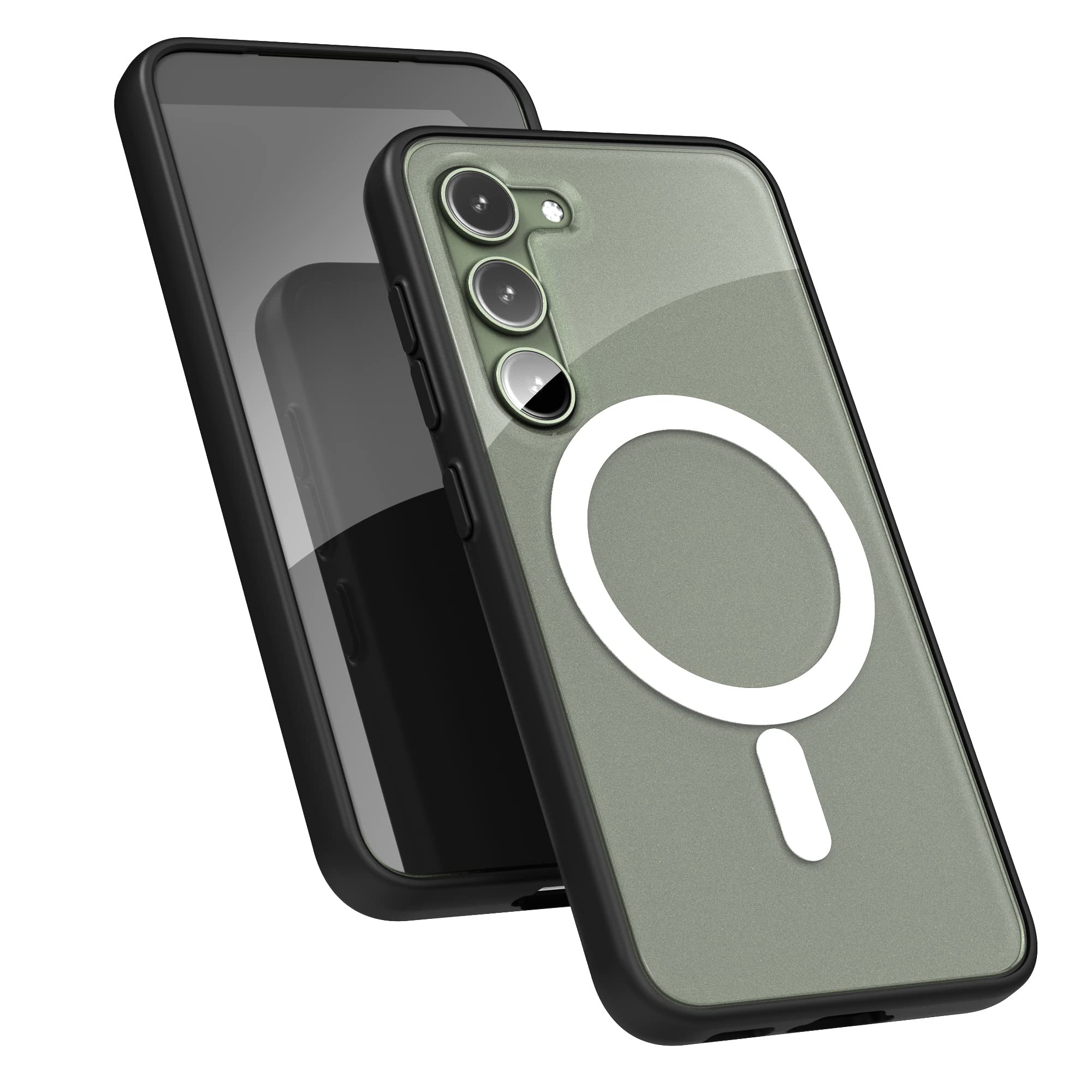 ENCASED Magnetic Case Designed for Samsung Galaxy S23 Plus Case, Compatible with MagSafe Charging & Accessories for Samsung S23+ (Clear/Black)