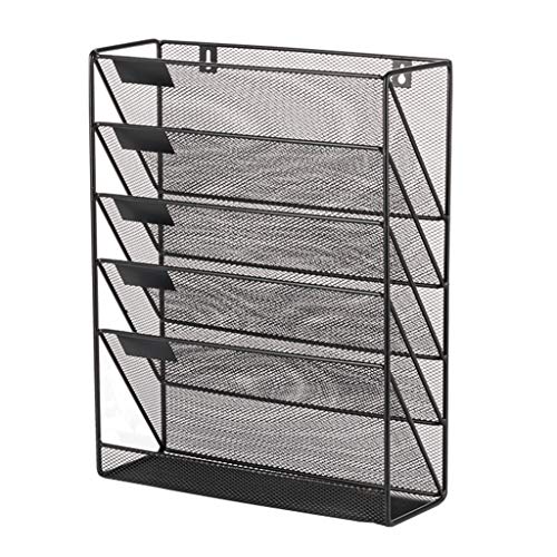 Storage Newspaper Baskets Magazine Rack Wall-Mounted Multifunctional Desktop File Rack Metal Multi-Layer Folder Box Office Supplies (Color : Black, Size : 321041cm)