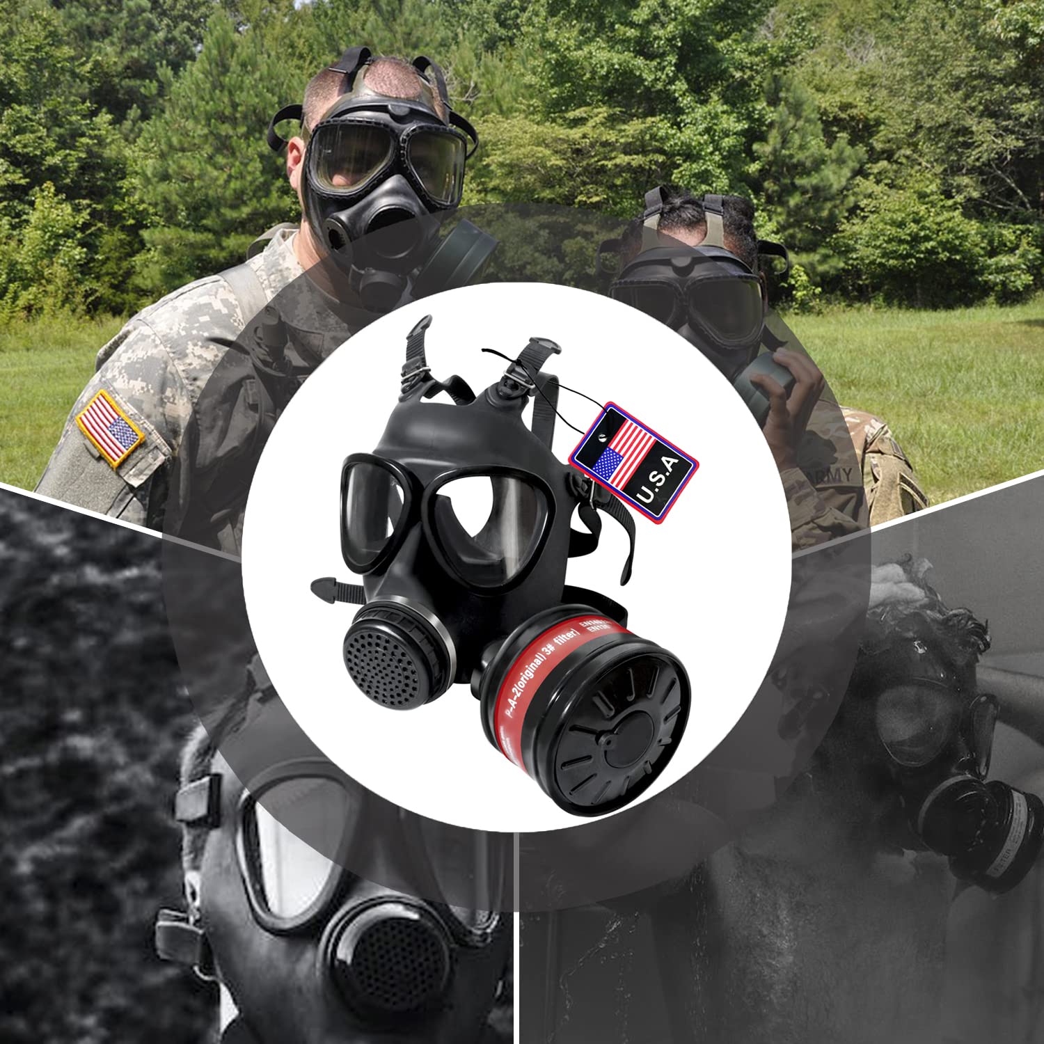 RANKSING Cover Full Face with P-A-2 40mm Canister Black Rubber for Industrial and Home use Russian Black