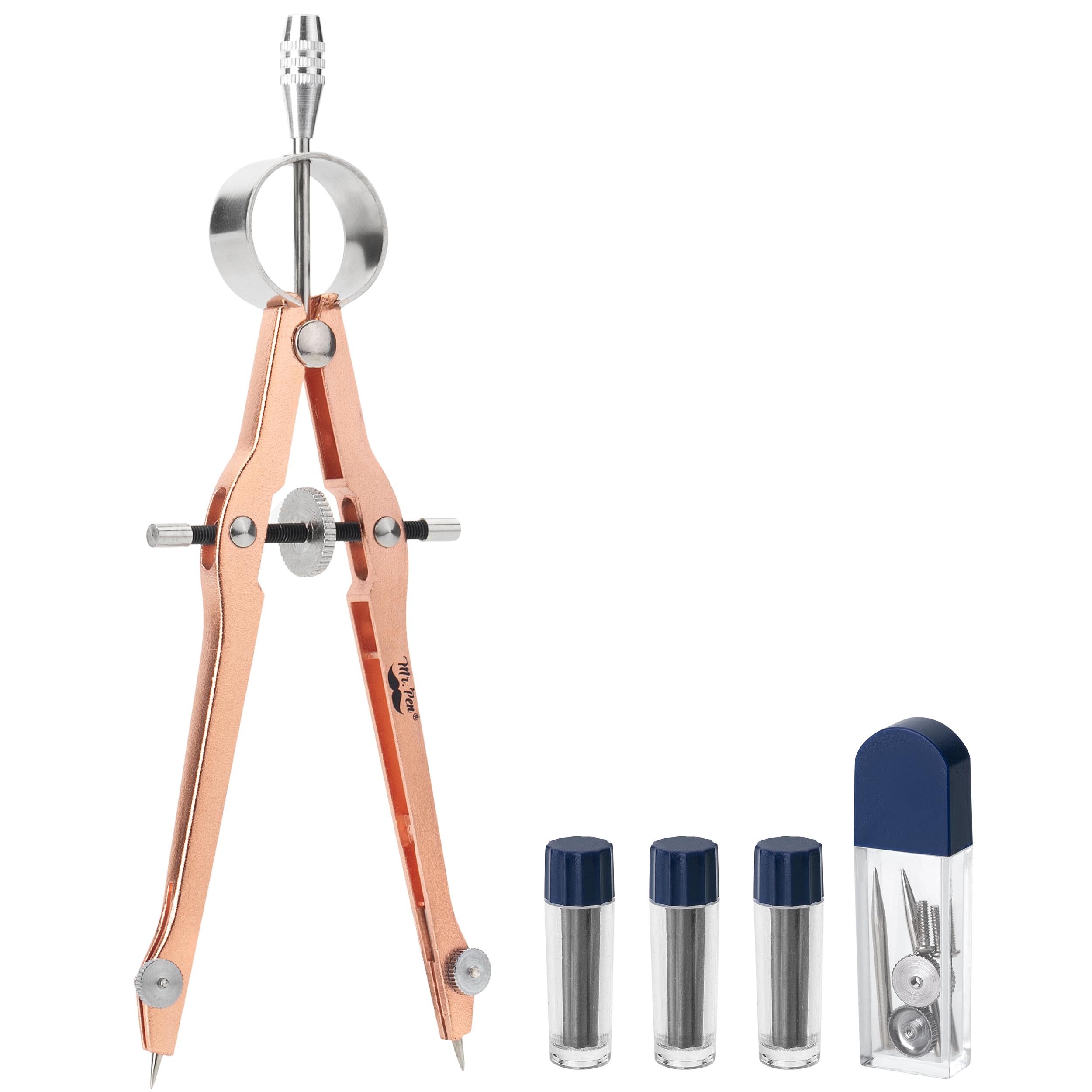 Mr. Pen Professional Geometry Compass - Rose Gold, Metal with Lock, Drawing & Drafting Compass - Extra Leads Included