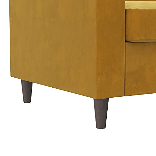 Novogratz Concord Sofa, Small Space Living Room 3 Seater, Pocket Coil Cushions, Mustard Yellow Velvet