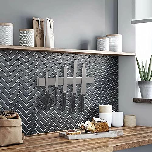 Hamletoff Magnetic Knife Holder for Wall no Drilling β 16 Inch Stainless Steel Magnetic Knife Holder Self Adhesive - Kitchen Magnetic Knife Strip with Adhesive Sticker