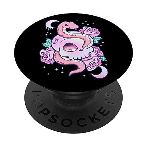 Kawaii Pastel Goth Cute Creepy Skull Serpent Snake Roses PopSockets Swappable PopGrip