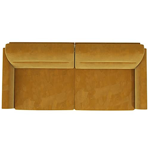 Novogratz Concord Sofa, Small Space Living Room 3 Seater, Pocket Coil Cushions, Mustard Yellow Velvet