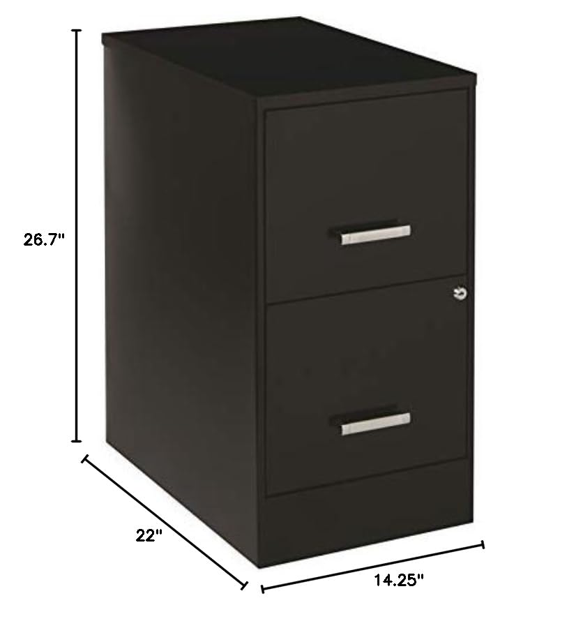 Space Solutions UrbanPro 2 Drawers 26.7" Vertical Black Metal Filing Cabinet Lockable Pre-Assembled Stationary Letter Size for Home, Office