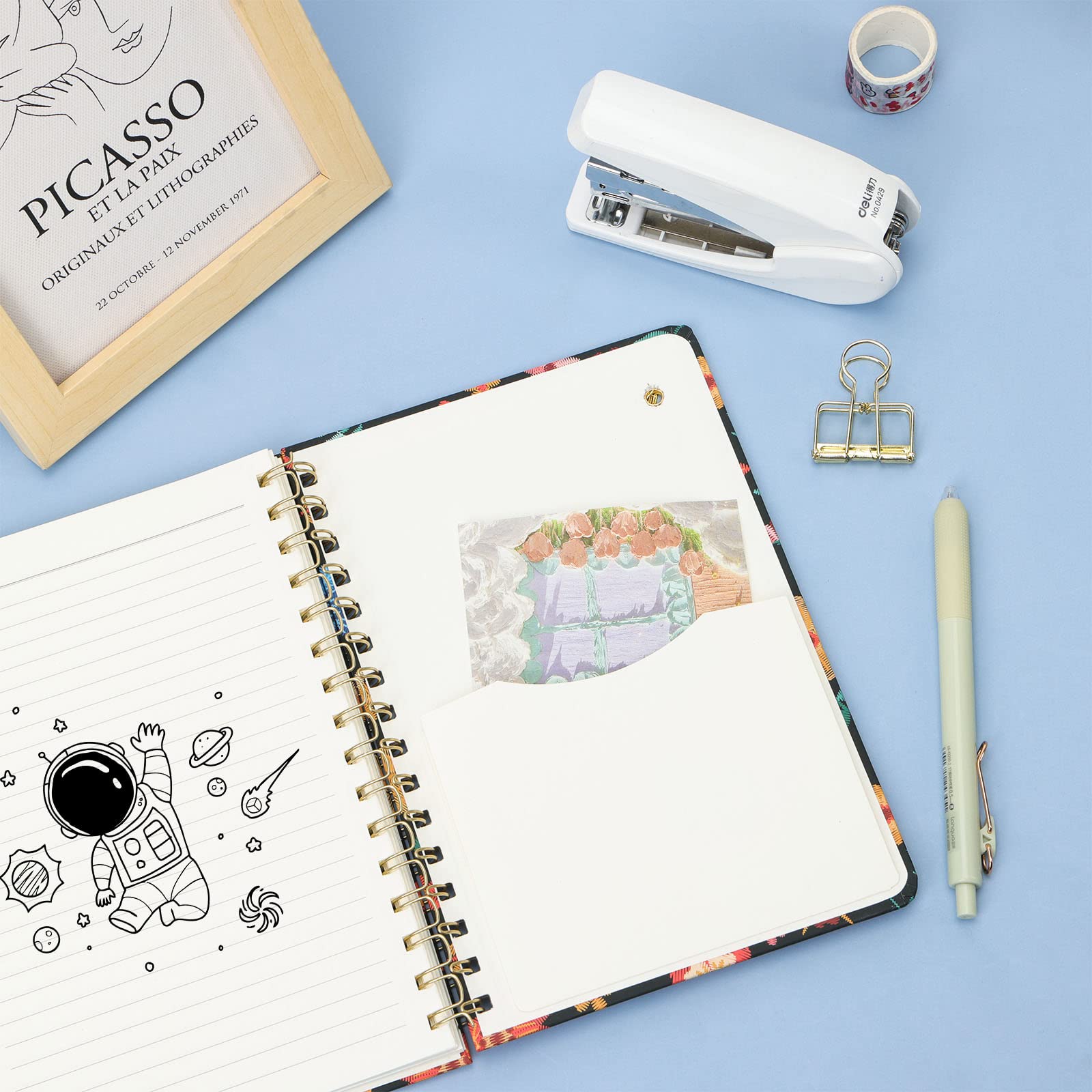 EOOUT Spiral Notebook, A5 Hardcover Spiral Journal for Women, 5.7x8.5 Inches, 160 pages, Cute Floral Notebook, Lined Journal for Gifts Office School and Work