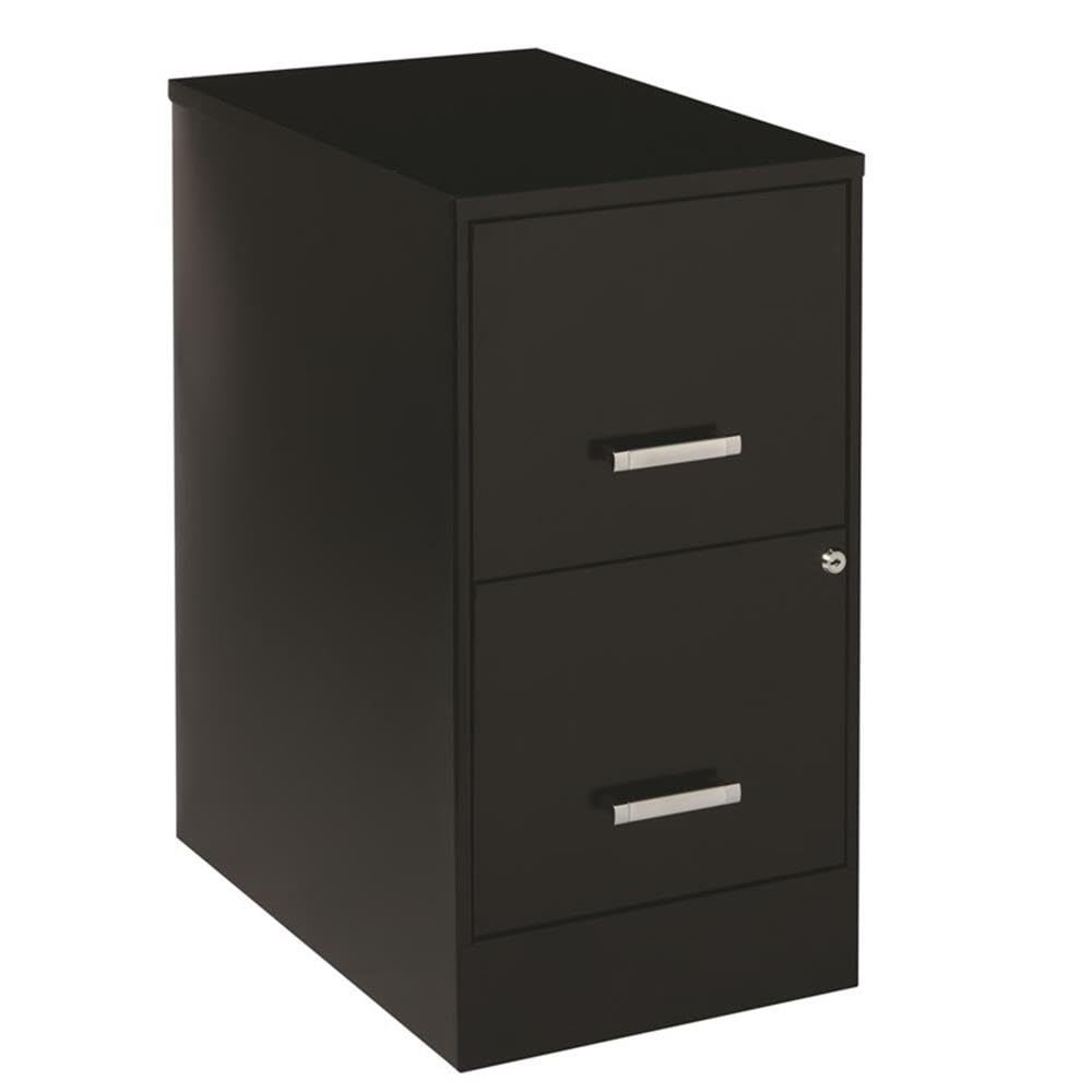 Space Solutions UrbanPro 2 Drawers 26.7" Vertical Black Metal Filing Cabinet Lockable Pre-Assembled Stationary Letter Size for Home, Office