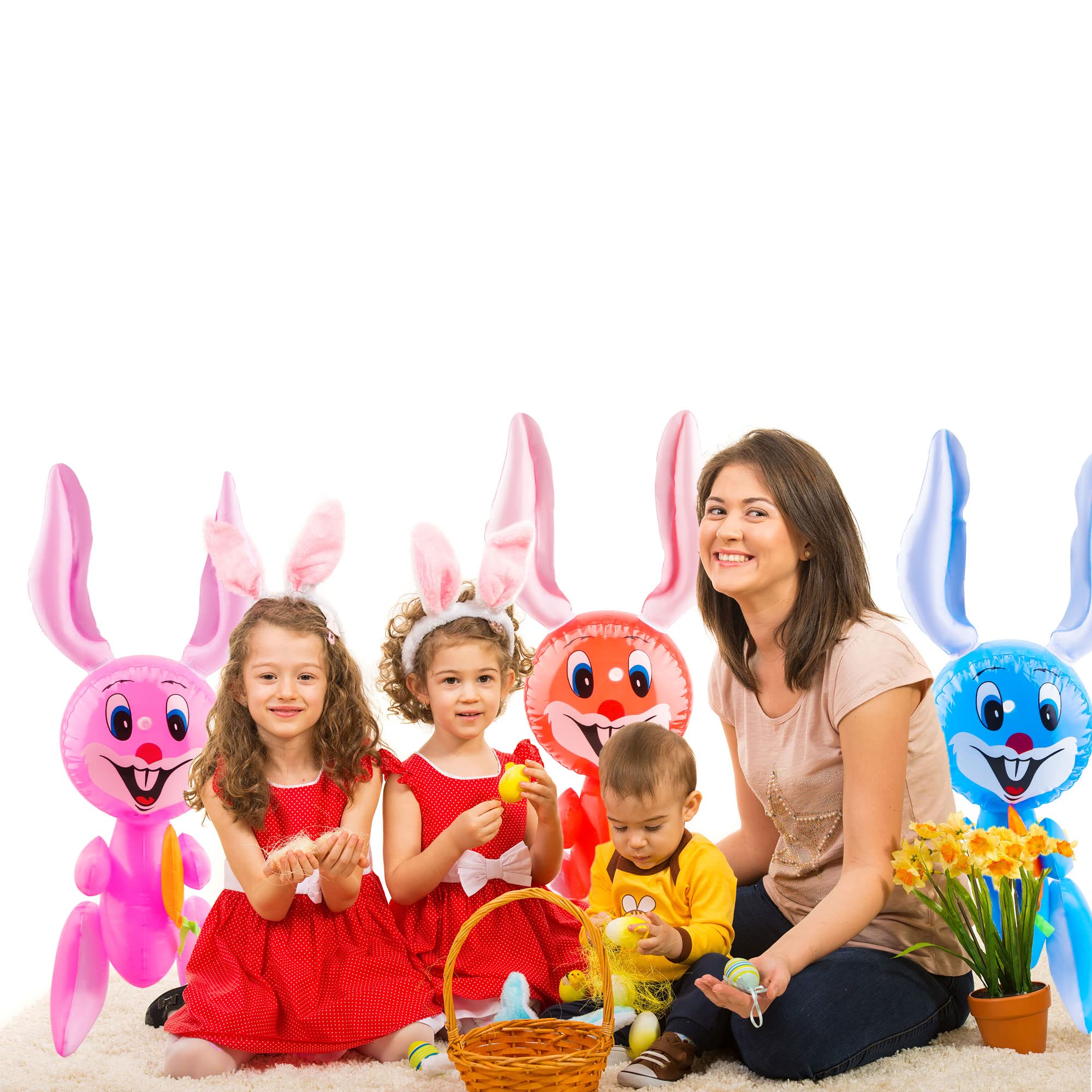 Sonarun 9 Pieces Inflatable Easter Bunny 23 Inch Easter Inflates Rabbits Outdoor Party Decorations for Easter Egg Hunt Supplies Bunny Themed Party Favors