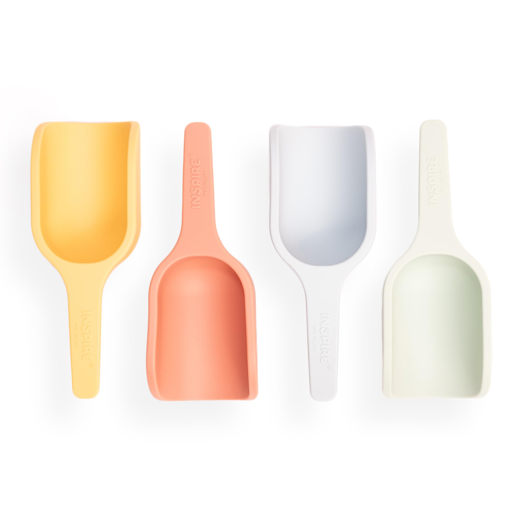 Inspire My Play - 4 x Mini Silicone Scoops - Perfect for Sensory PlayTray - Sensory Bin Accessories - Special Education Classroom Supplies - Montessori Education Toys - Multi-Purpose Shovel