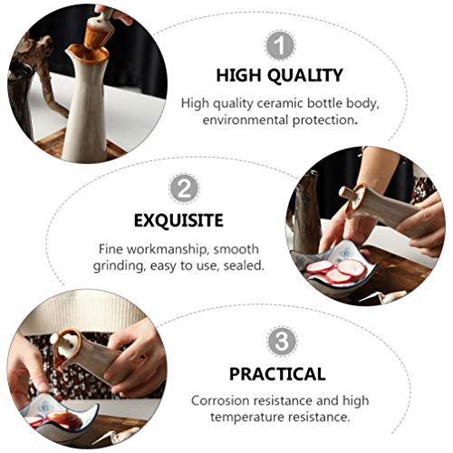 Cabilock Ceramic Soy Sauce Bottle Porcelain Vinegar Pot Olive Oil Pot Container Dispenser Beauty Cosmetic Storage Jar for Home and Salon White
