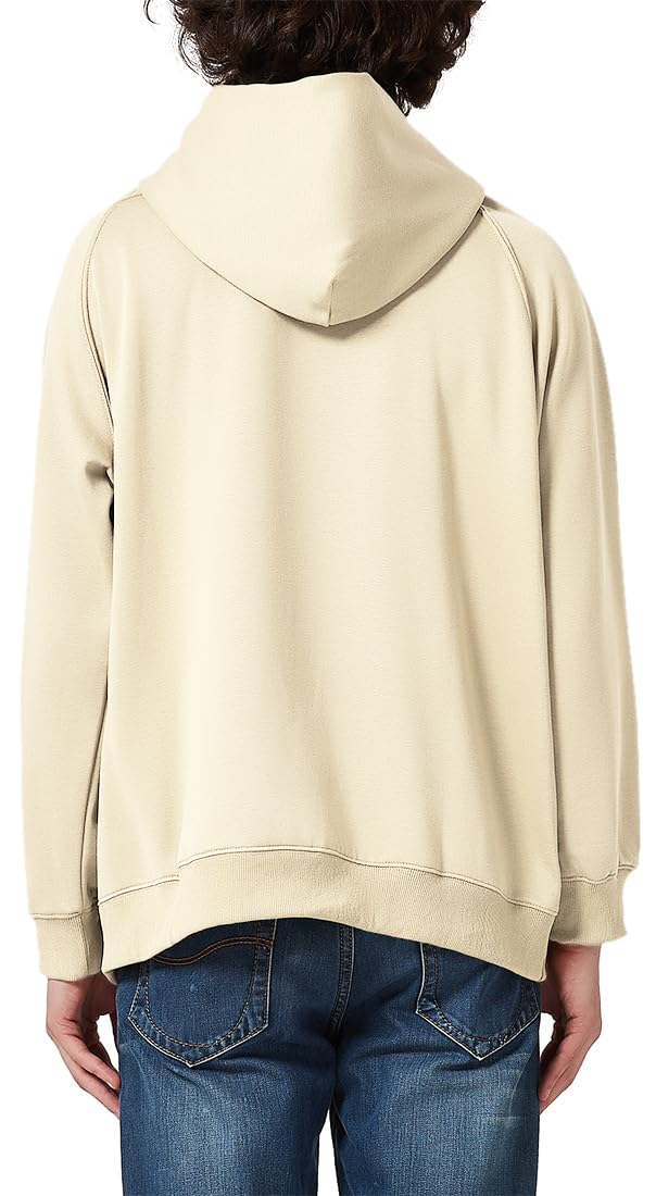 FLYCHEN Men's Solid Color Loose Hoodie Hip Hop Couples Long Sleeve Unisex Sweatshirt Apricot L
