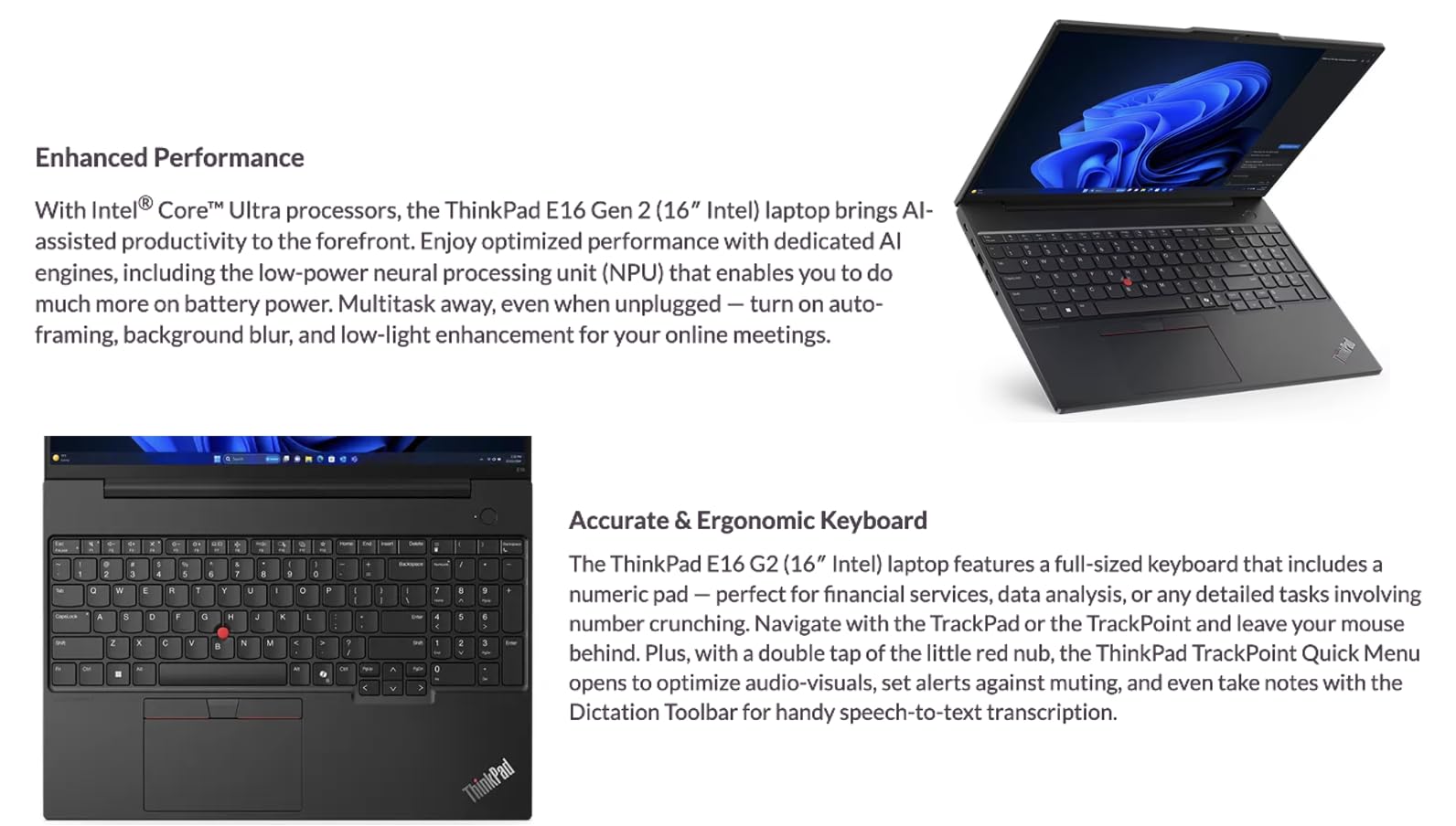 Lenovo ThinkPad E16 Gen 1 School & Business Laptop 16.0" IPS WUXGA (Intel i7-1355U, 24GB RAM, 1TB M.2 2242 SSD, Backlit KYB, FP Reader, Thunderbolt 4, WiFi 6, W11P) w/DKZ USB Port Expander