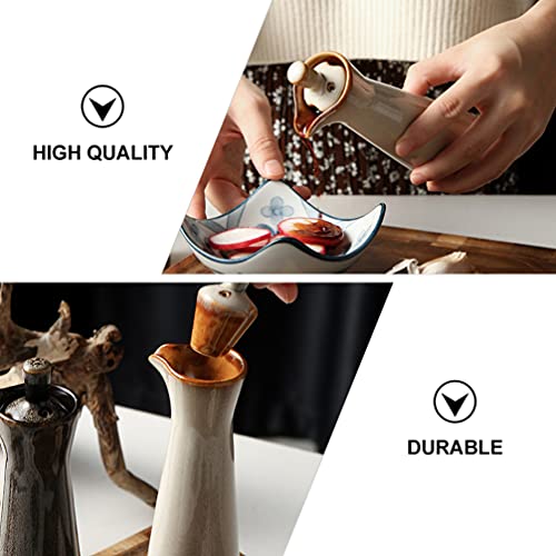Cabilock Ceramic Soy Sauce Bottle Porcelain Vinegar Pot Olive Oil Pot Container Dispenser Beauty Cosmetic Storage Jar for Home and Salon White