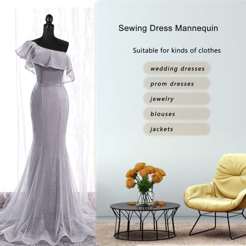 Encomle Dress Form Female Mannequin Torso, Height Adjustable Mannequin Body with Stand for Sewing, Display, Black
