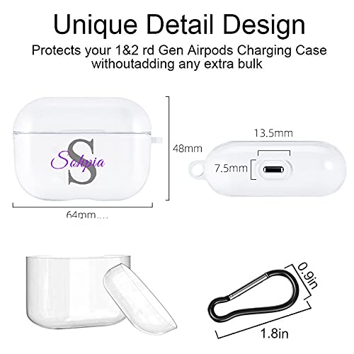 CaseHome Custom Name AirPods Case for Apple AirPod Pro, Personalized Gift Shock Absorption Soft Clear TPU Airpods Case Cover… (Clear Purple)
