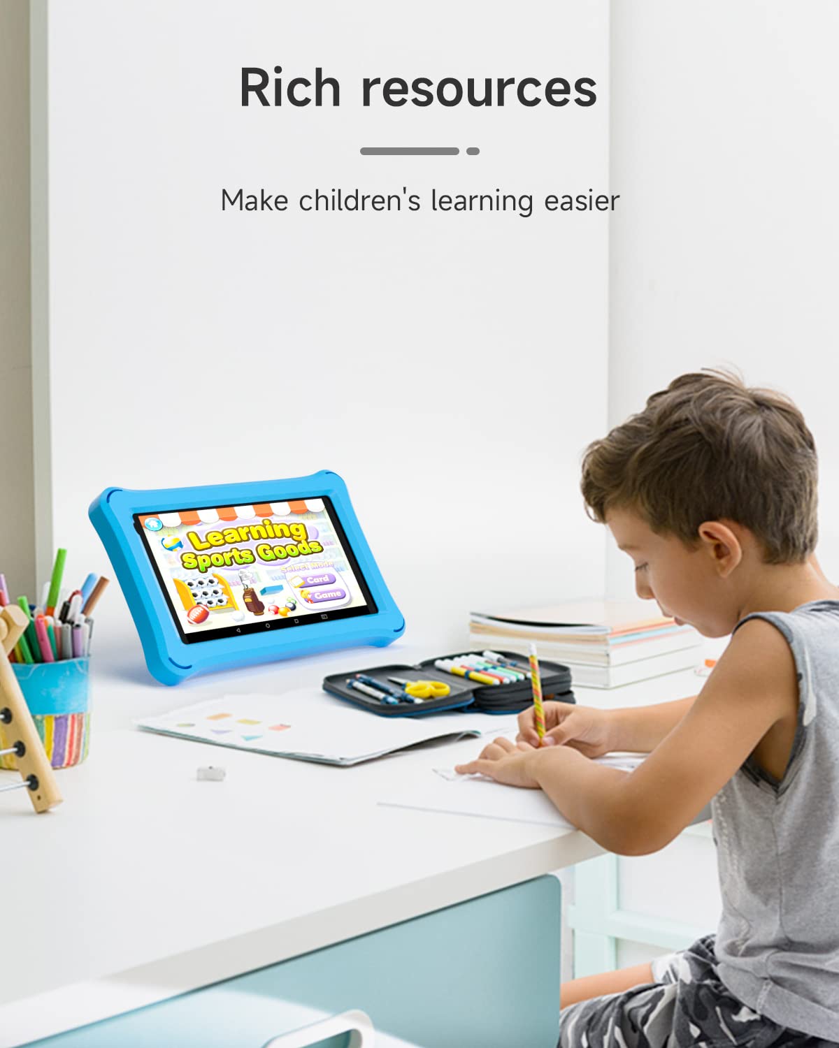 Tablet for Kids, 8 inch Kids Tablet 2GB RAM 32GB ROM Android 11 Tablets IPS Touch Screen 1280x800, Iwawa & Parent Control Toddler Tablet, WiFi, Dual Camera, 4300mAh Battery, Shockproof Case, Blue