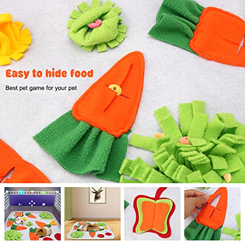 GINDOOR 24" x 24" Rabbit Foraging Mat, Interactive Feed Game for Boredom, Polar Fleece Pet Snuffle Pad Bed Treat Dispenser for Rabbits Bunny Guinea Pigs Chinchillas Ferrets
