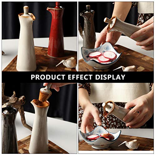 Cabilock Ceramic Soy Sauce Bottle Porcelain Vinegar Pot Olive Oil Pot Container Dispenser Beauty Cosmetic Storage Jar for Home and Salon White