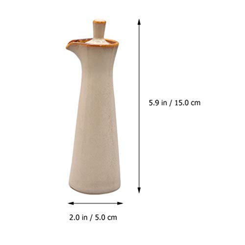 Cabilock Ceramic Soy Sauce Bottle Porcelain Vinegar Pot Olive Oil Pot Container Dispenser Beauty Cosmetic Storage Jar for Home and Salon White