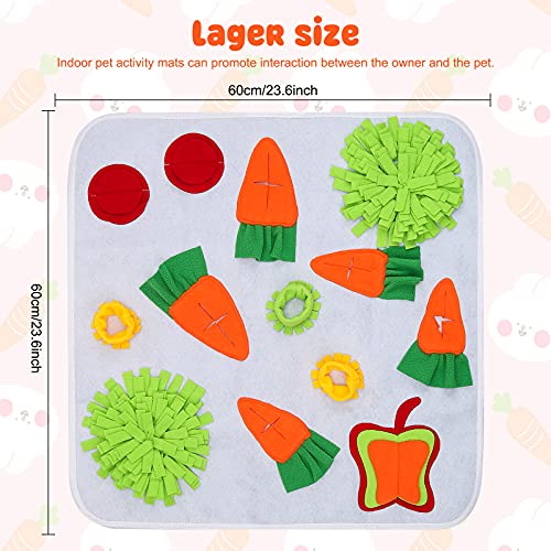GINDOOR 24" x 24" Rabbit Foraging Mat, Interactive Feed Game for Boredom, Polar Fleece Pet Snuffle Pad Bed Treat Dispenser for Rabbits Bunny Guinea Pigs Chinchillas Ferrets