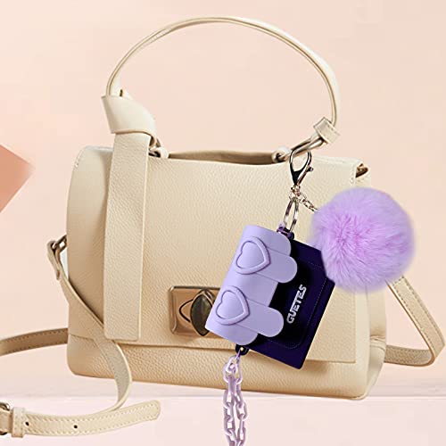 NC Airpod Pro Case Cute for Women, Funny Chain Bag 3D Silicone Case, Protective Accessories CasesKeychainPompomStrap, Compatible with Apple Airpods (2019) for Girl (Purple), 6x4x7cm
