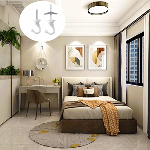 GDQLCNXB 2 Sets 55mm/2.17" Ceiling Metal Ceiling Hooks, Heavy Duty Swag Ceiling Hooks with Hardware for Hanging Plants/Chandeliers/Wind Chimes/Ornament (White)
