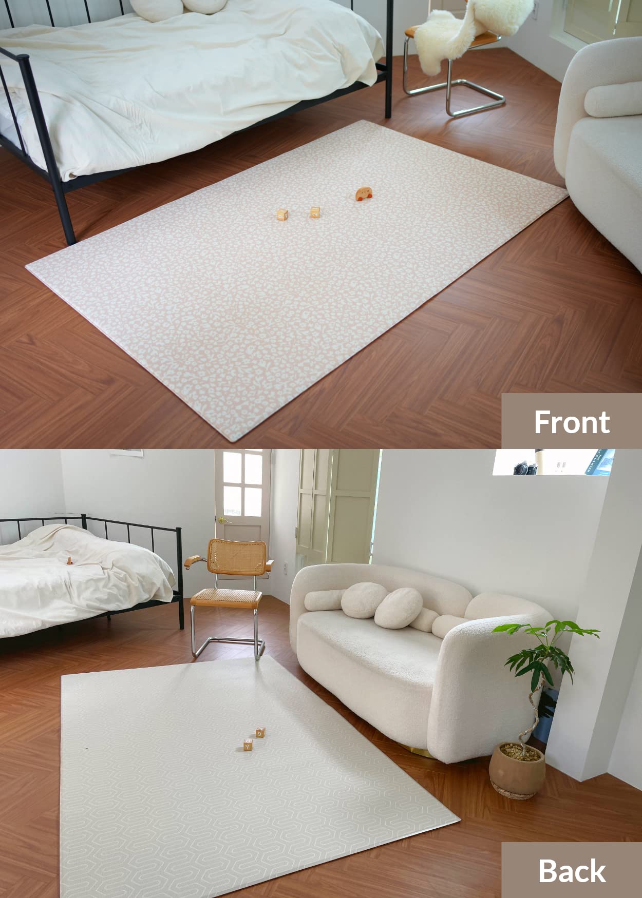 Baby Care Play Mat (Large, Hygge - Bloom & Entry) 82'' x 55'' Original One-Piece Reversible Rollable Waterproof Play Mat for Infants, Babies, Toddler, and Kids