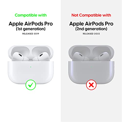 TALK WORKS AirPods Pro Case Cover with Keychain - Rugged Protective Hard Skin for AirPods Keychain Case Clip Carabiner Wireless Charging Compatible with Apple Air Pod Pro Carrying Case 2019 - Black