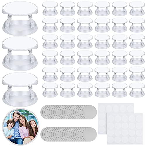 40 Pieces Blank Sublimation Phone Grip Holders Include 40 Collapsible Brackets and Sublimation Aluminum Sheets and Double-Sided Stickers DIY Expanding Finger Stand for Smartphones and Tablets (White)