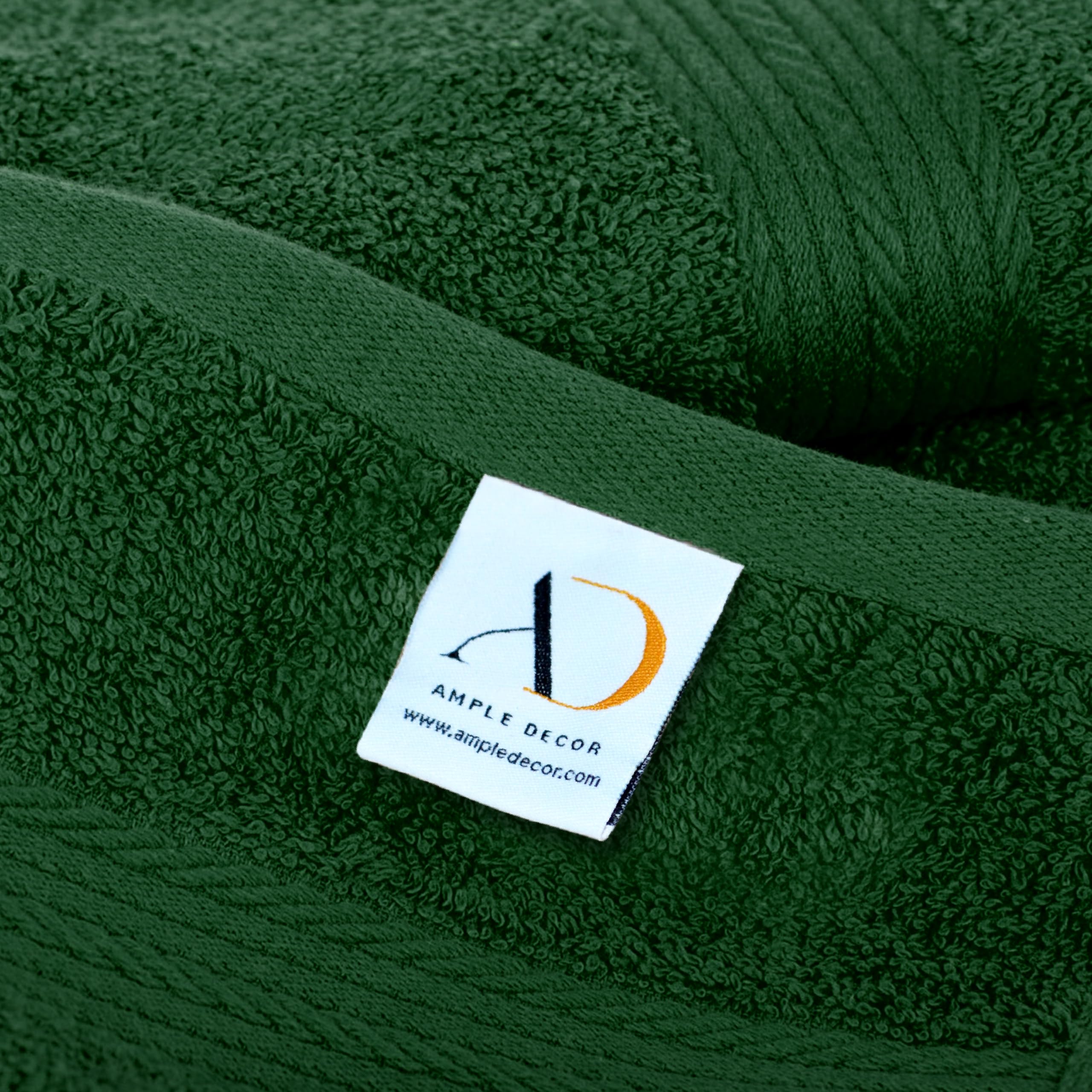 Ample Decor Hand Towels 18 X 28 Inch 600 GSM 100% Cotton, Premium Soft Absorbent - 2 Pcs - Green