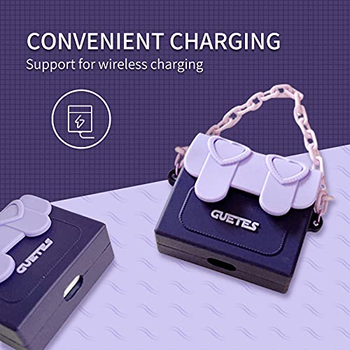NC Airpod Pro Case Cute for Women, Funny Chain Bag 3D Silicone Case, Protective Accessories CasesKeychainPompomStrap, Compatible with Apple Airpods (2019) for Girl (Purple), 6x4x7cm