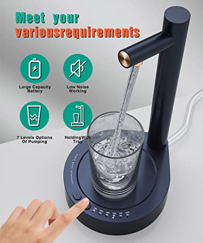 ATIDIE Intelligent Desktop Water Bottle Dispenser,USB Charging Automatic Drinking Water Bottle Pump for 5 Gallon & Universal Bottles, Portable Electric Water Dispenser for Home,Office,Outdoor (Blue)