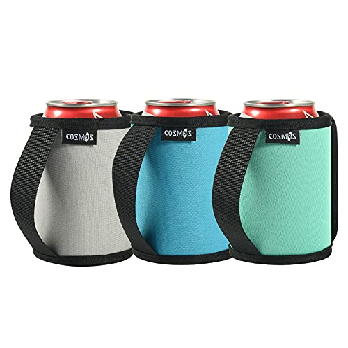 Cosmos Pack of 3 Soft Neoprene Can Cooler Sleeve Insulator Can Cover Insulated Can Sleeves with Handle for Standard 12 Fluid Ounce Drink & Beer Cans
