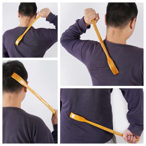 ITCHY-BAN Oversized Wooden Back Scratcher: 18'' Extended Curved Handle for Better Reach, Handcrafted to Perfection, Instant Itch Relief, Gentle on Skin Leave No Scratch Marks (Yellow)