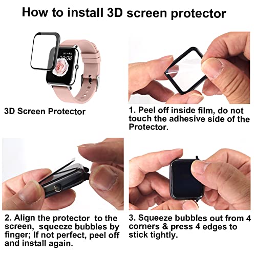 smaate 3D Screen Protector for P22, Compatible with Smartwatch P22 Donerton Popglory CanMixs Kalinco 1.4β, WZWNEER BANLVS DXPICR Y20GT 1.7β, Dirrelo Fitpolo GT01 1.55β, Curved Edge Full Coverage