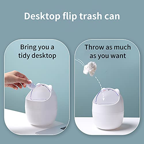 Mini Desk Trash Can, Cute Bear Shape Trash Can, Wastebasket 4 L Capacity Cartoon Desktop Trash Can with Lid Garbage Container Bin Small Garbage can with for Bathroom Kitchen Office Dorm