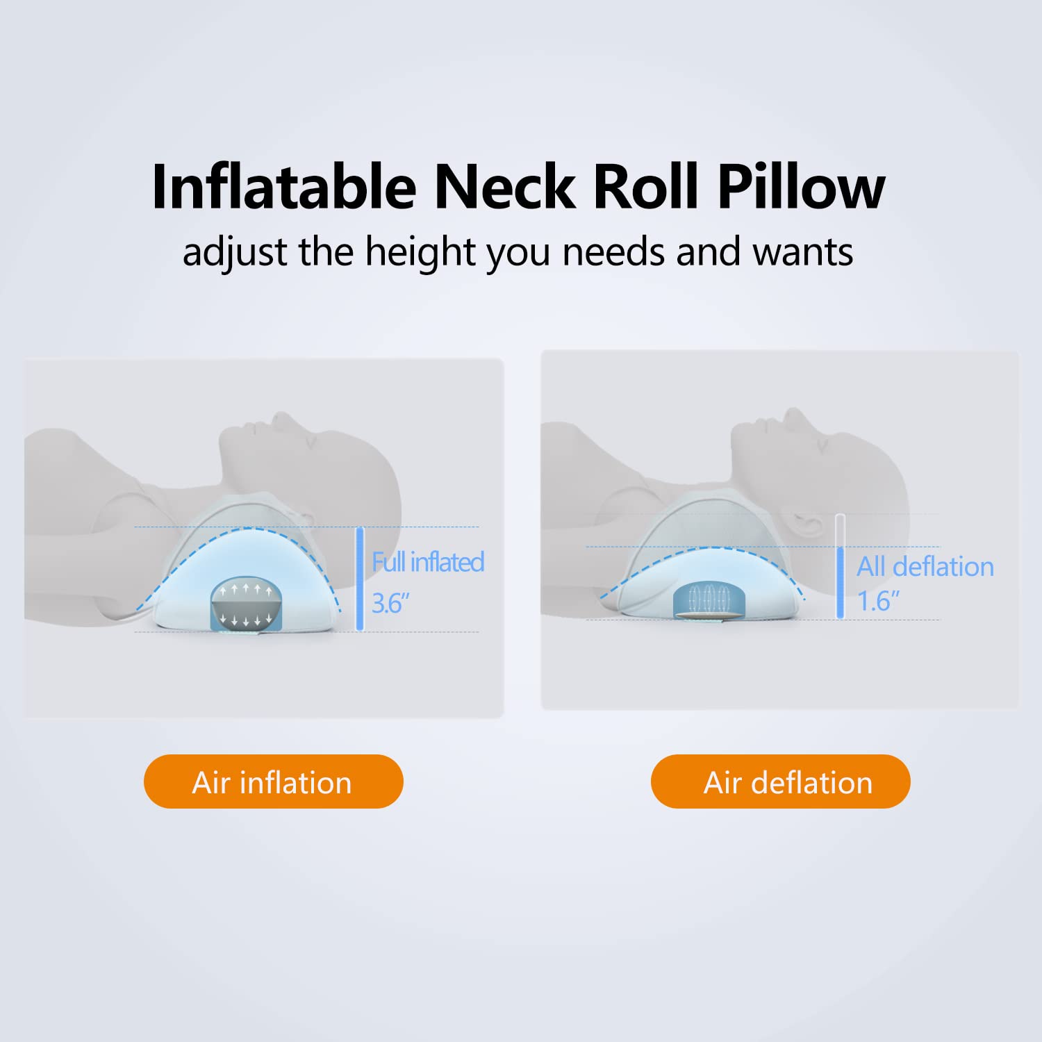 RESTCLOUD Adjustable Neck Roll Pillow, Neck Pillow for Pain Relief Sleeping, Memory Foam Cervical Pillow for Neck Pain Relief
