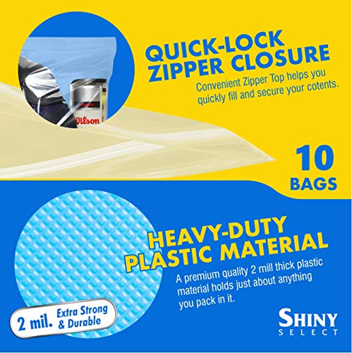 [ 10 COUNT ] - 3 MILL - Extreme THICK Extra Large Super Spacious Strong CLEAR Big Bags, Perfect Resealable Brining Bag for Huge Turkey Roast reclosable, 8 GALLON, 3 Mill, Size 22"x24" Plastic Food Storage Bags For Clothing, Toys, Storage, Moving, Organiza