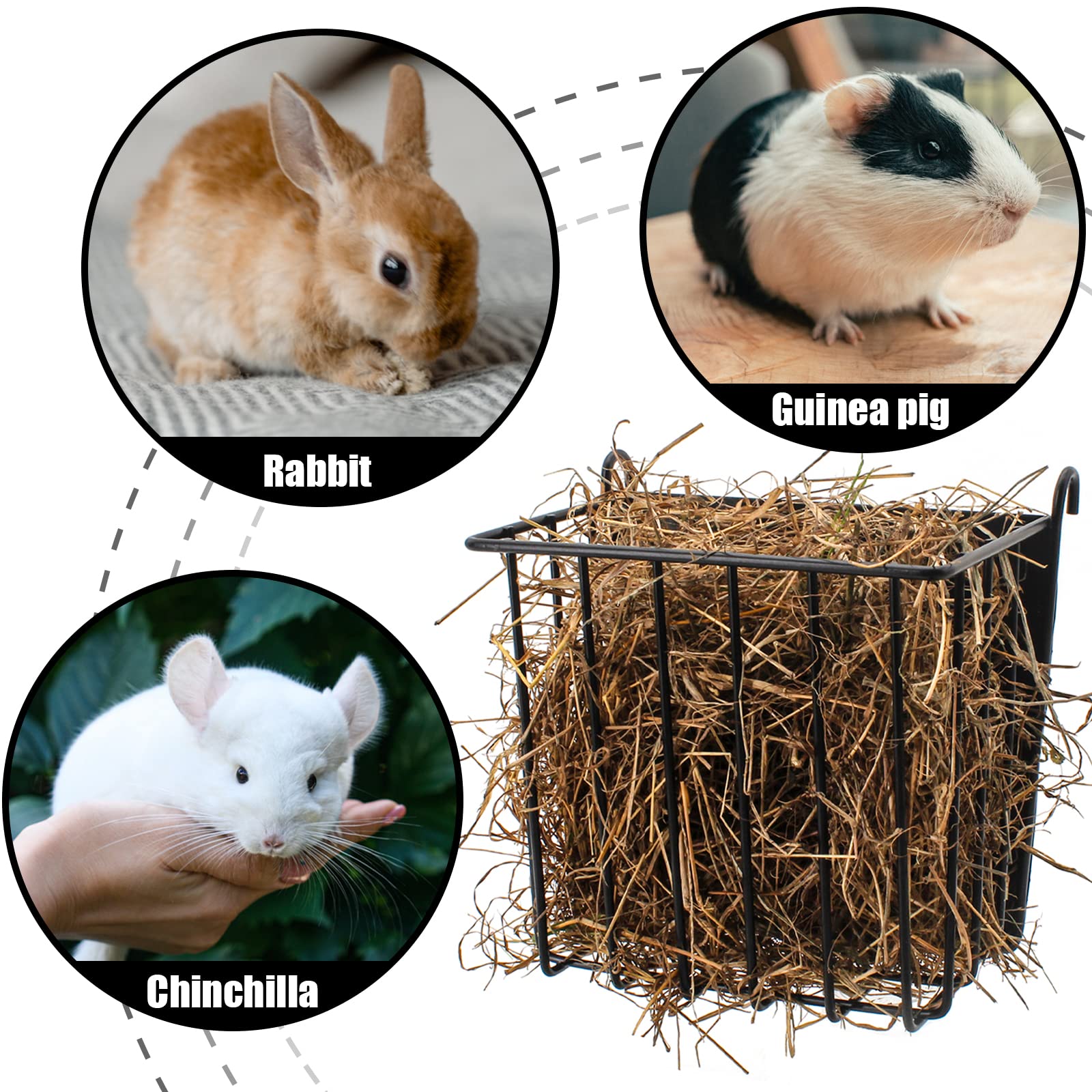 2PCS Rabbit Hay Feeder with Heavy-Duty Metal Frame Hay Holder,for Bunny, Guinea Pigs,Chinchillas-6.9x4.7x6.6 inch……