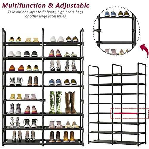 SUOERNUO Shoe Rack Storage Organizer 8 Tier Metal Tall Free Standing Shelf for Closet Entryway Bedroom,Black