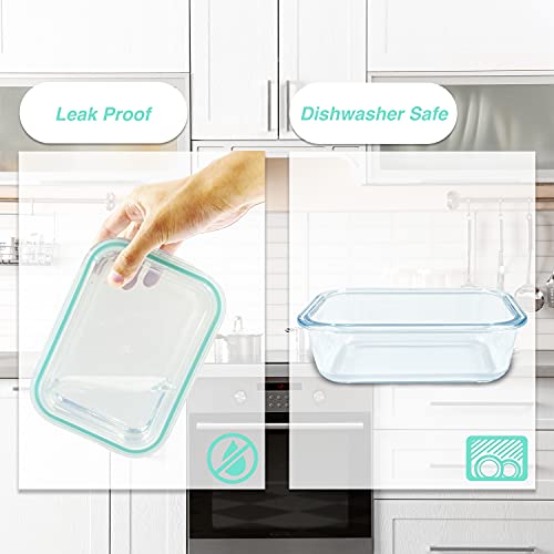 Ehi's Glass Food Storage Containers Set - Meal Prep Container with Locking Lids - 100% Leakproof, BPA-Free & Airtight Portion Control Lunch Containers, Freezer-to-Oven-Safe Food Containers, Set of 3