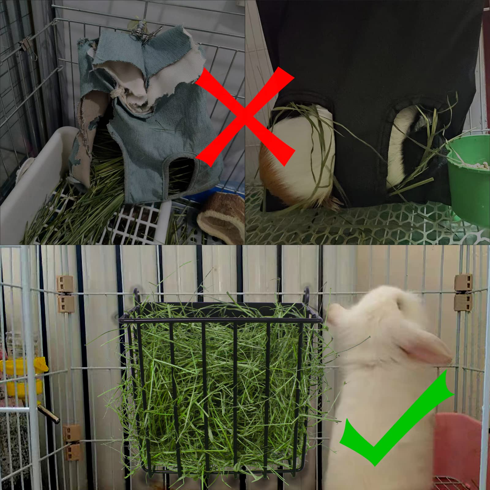 2PCS Rabbit Hay Feeder with Heavy-Duty Metal Frame Hay Holder,for Bunny, Guinea Pigs,Chinchillas-6.9x4.7x6.6 inch……
