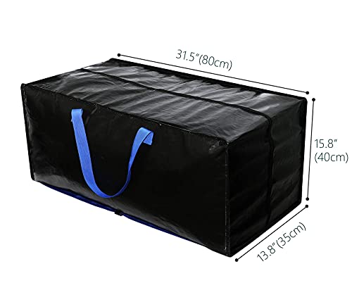 2PCS Large Size 112L Storage Bags with Backpack Straps & Strong Handles & Zippers for Moving, Travelling, Camping, Gardening Tools, Christmas Holiday Decorations Storage, 31.5×15.8×13.8inch, Black