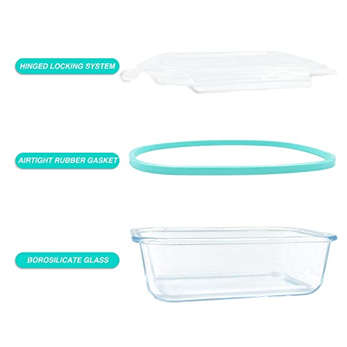 Ehi's Glass Food Storage Containers Set - Meal Prep Container with Locking Lids - 100% Leakproof, BPA-Free & Airtight Portion Control Lunch Containers, Freezer-to-Oven-Safe Food Containers, Set of 3